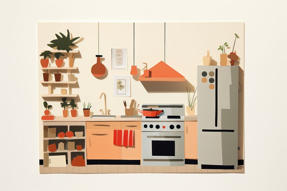 Kitchen paper collage appliance architecture. | Free Photo Illustration ...