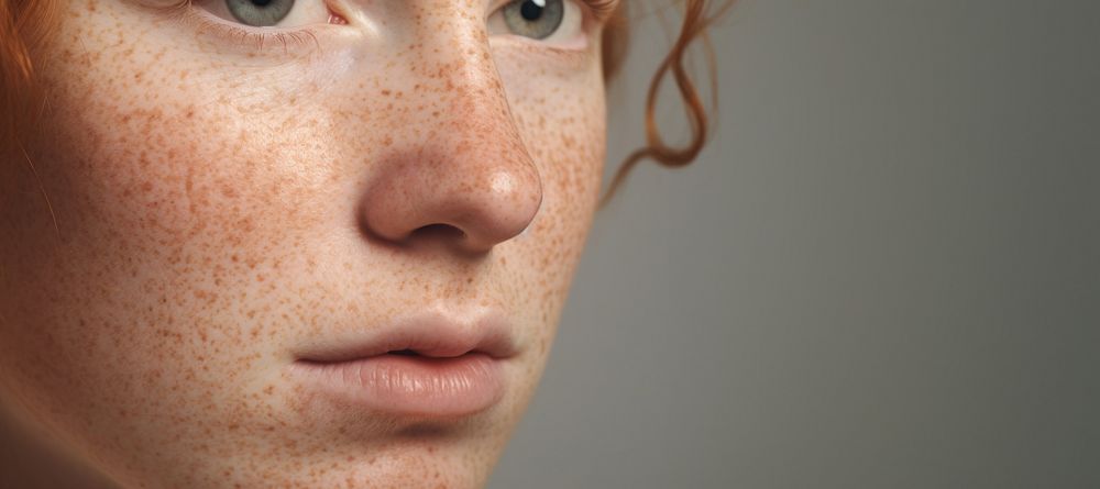 Freckles skin texture contemplation hairstyle | Premium Photo - rawpixel