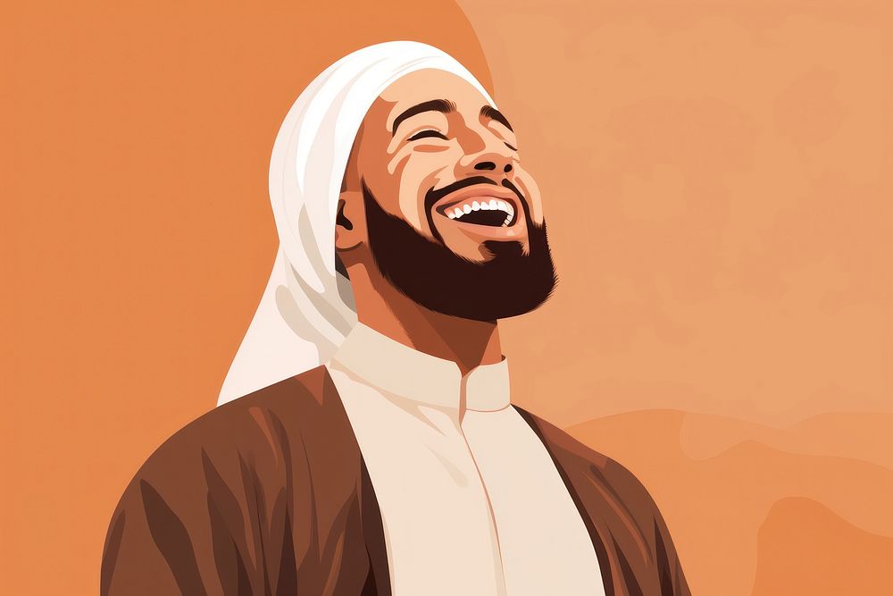 Muslim man laughing adult smile. | Premium Photo Illustration - rawpixel