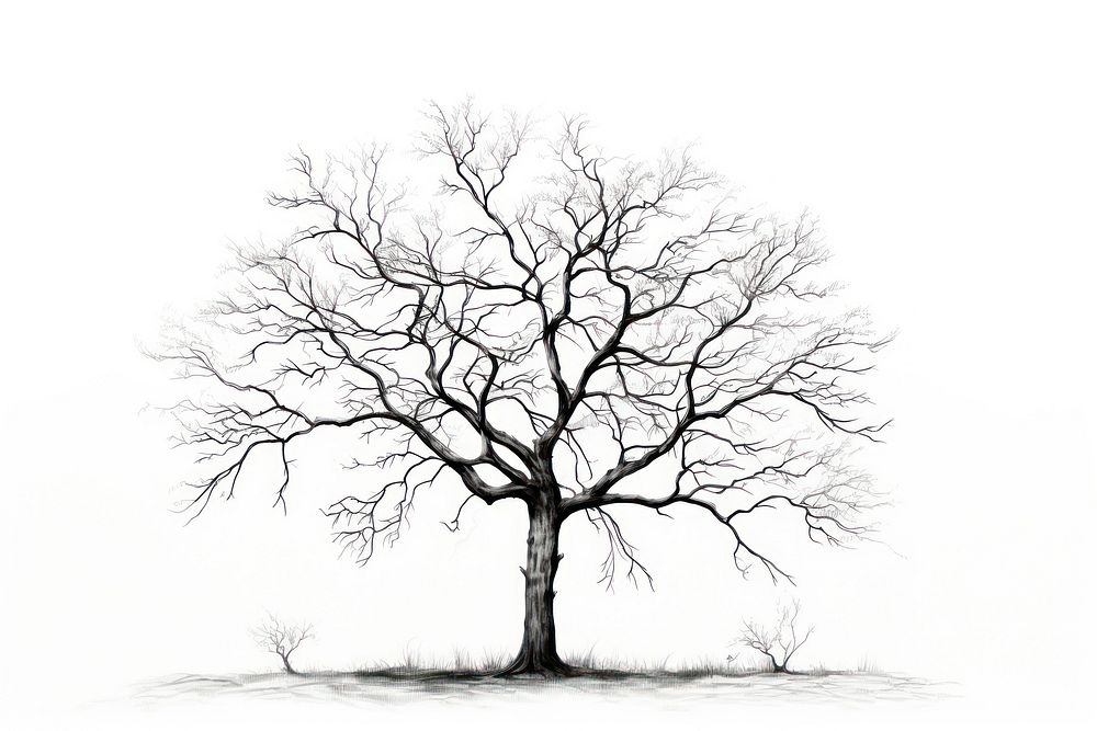 Tree silhouette sketch tree drawing. | Free Photo Illustration - rawpixel