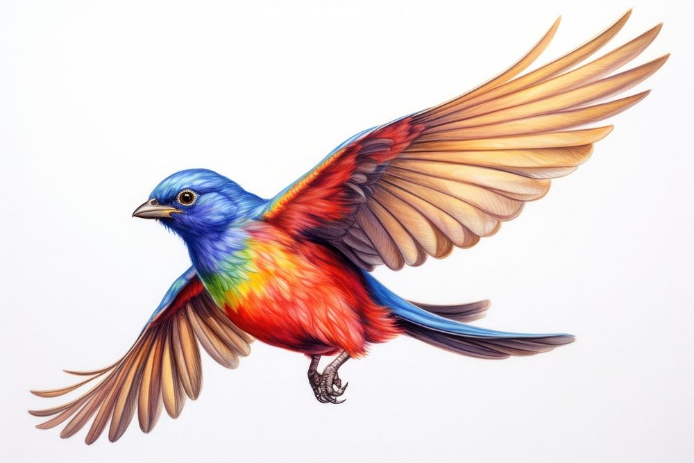 Painted bunting flying bird drawing | Premium Photo Illustration - rawpixel