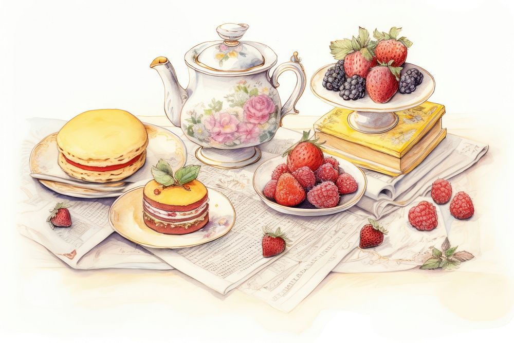 Afternoon tea party drawing teapot | Premium Photo Illustration - rawpixel