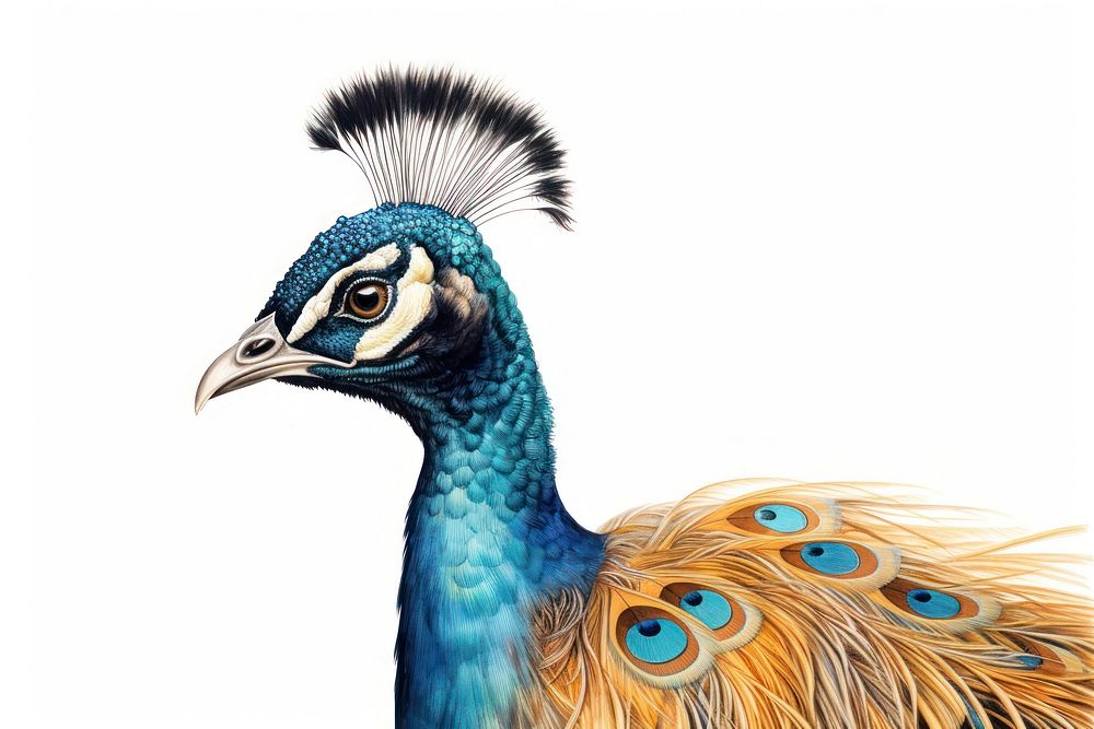 Indian Peafowl bird peacock drawing. | Premium Photo Illustration ...