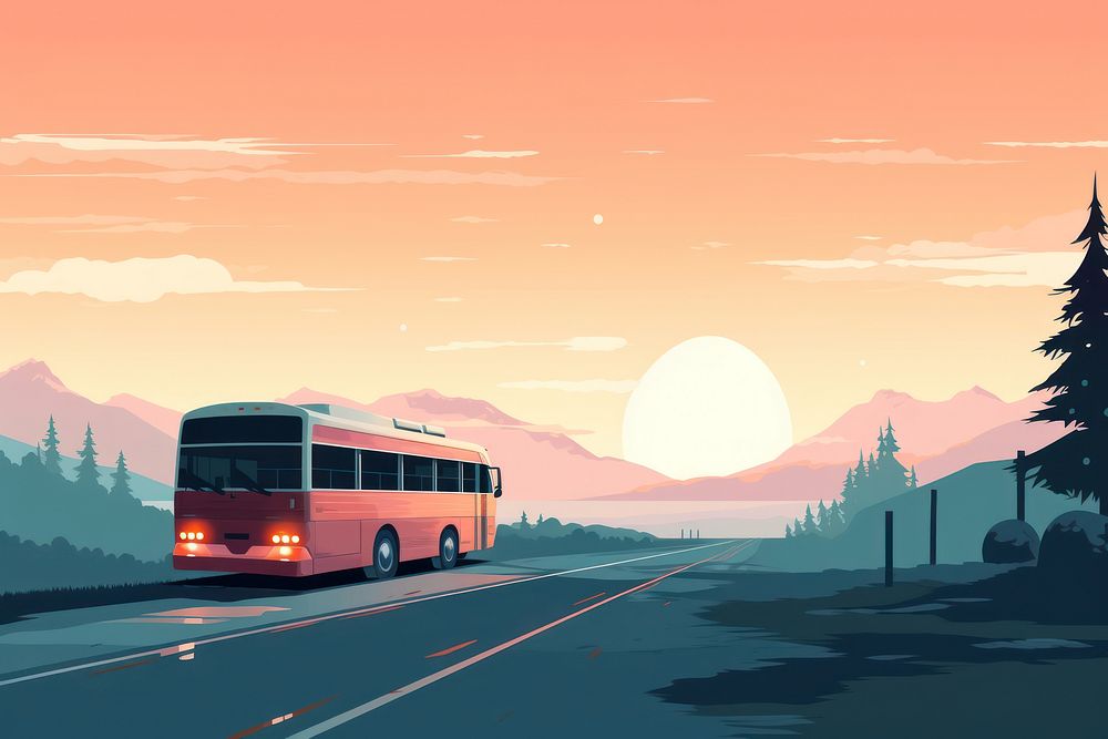 Bus outdoors vehicle nature. AI | Free Photo Illustration - rawpixel