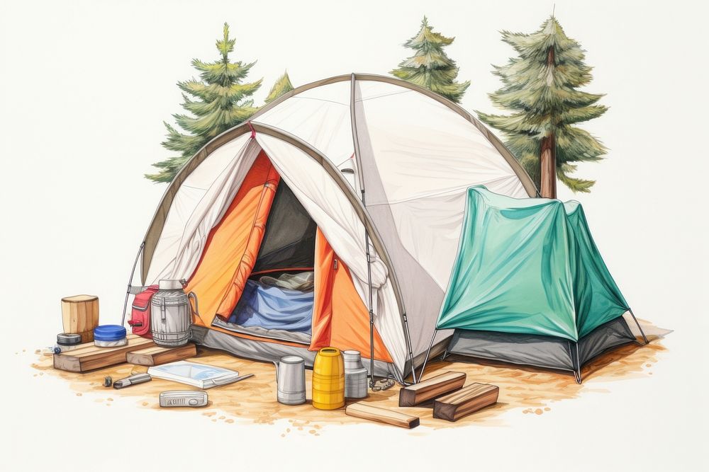 Camping outdoors drawing tent. AI | Free Photo Illustration - rawpixel