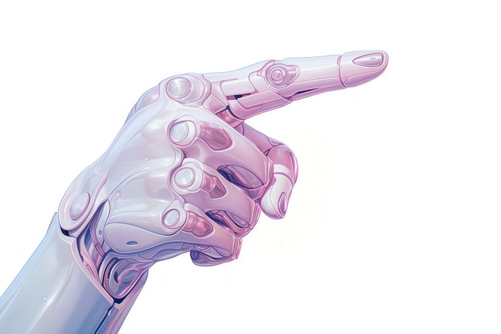 Pointing robot hand white background | Premium Photo Illustration ...