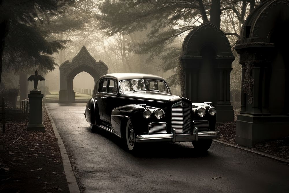 Funeral service outdoors cemetery vehicle. | Free Photo - rawpixel