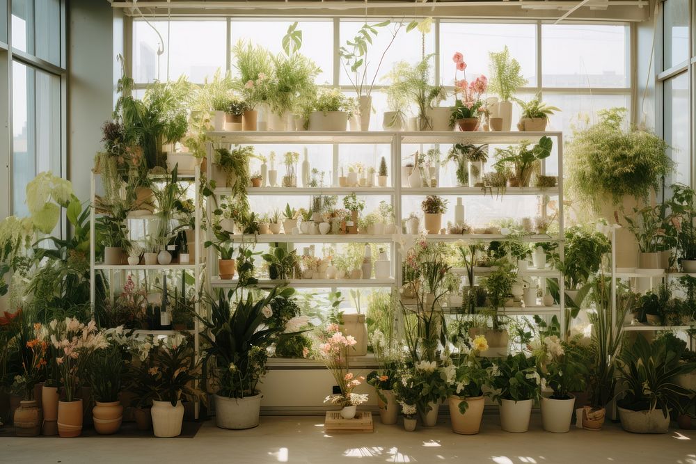 Flower shop greenhouse window nature. | Free Photo - rawpixel
