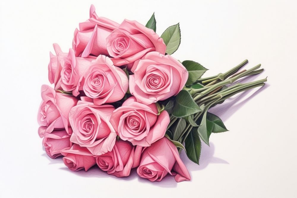 Rose flower plant white background. | Free Photo Illustration - rawpixel