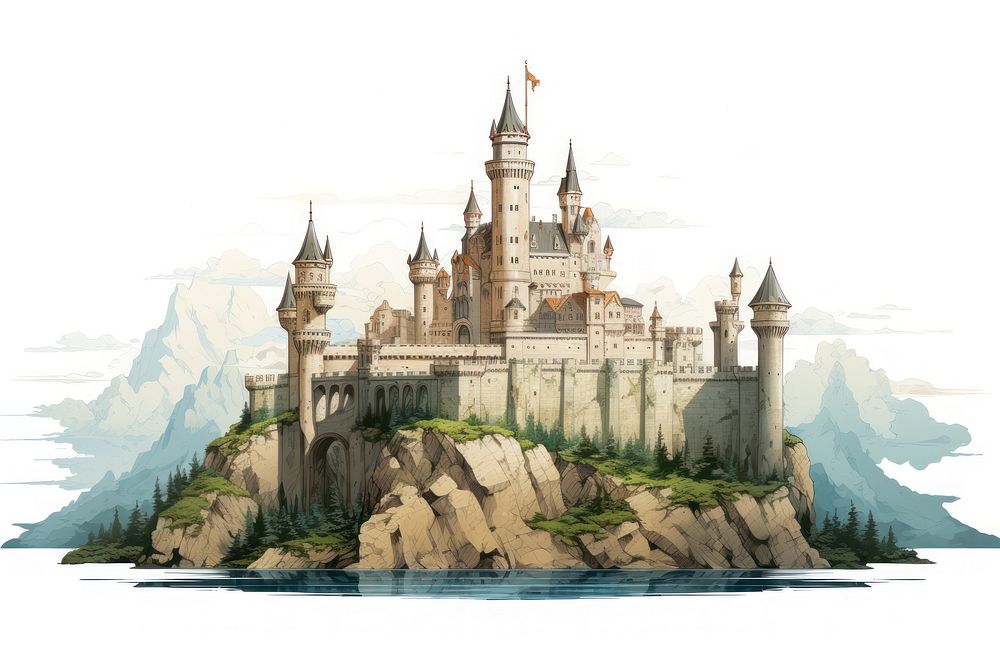 Castle architecture building drawing. AI | Premium Photo Illustration ...