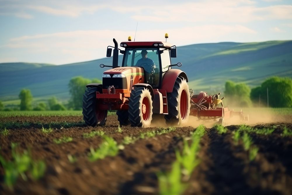 Tractor cultivating tractor field agriculture. | Premium Photo - rawpixel