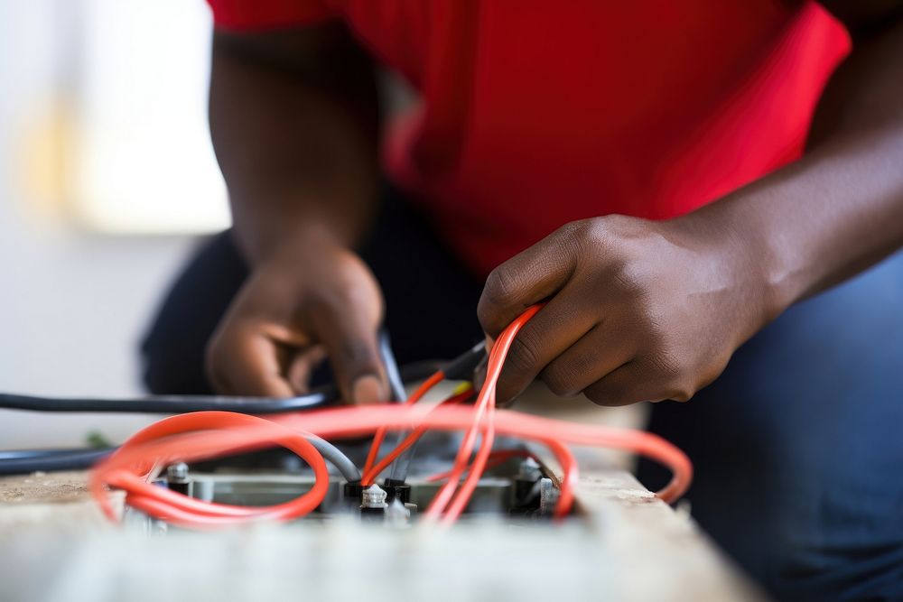 Male Worker Connecting Cables cable | Free Photo - rawpixel