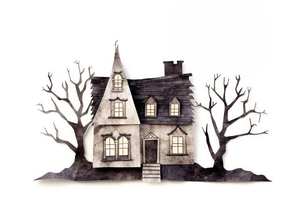 Haunted house architecture building drawing. | Free Photo Illustration ...