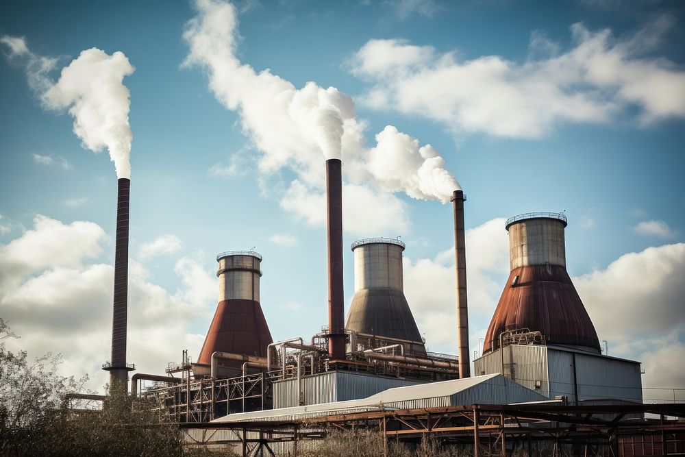 Factory architecture chimney technology. | Premium Photo - rawpixel