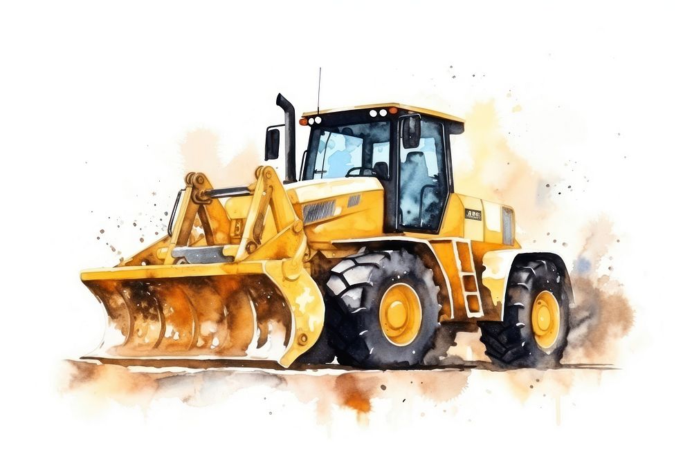 Water color bulldozer loader machinery | Free Photo Illustration - rawpixel