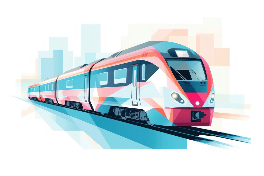 Pastel graphic train vehicle railway | Free Photo Illustration - rawpixel