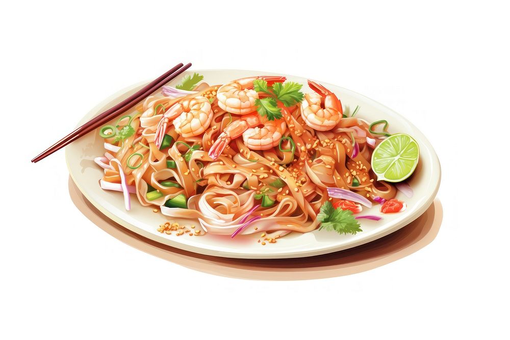 Illustration pad thai chopsticks noodle | Premium Photo Illustration ...