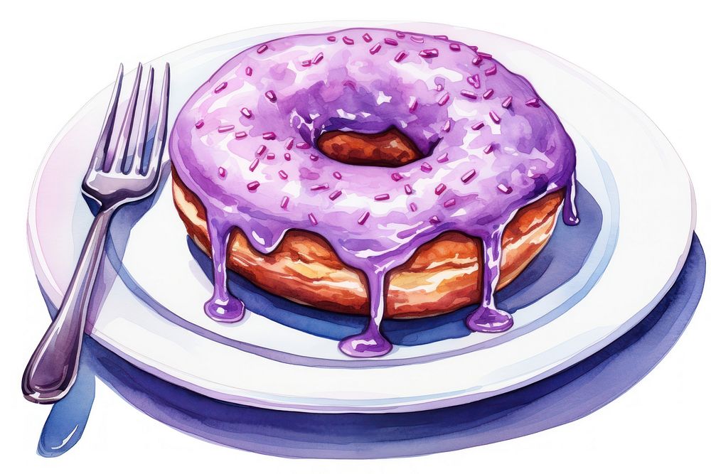 Donut plate fork dessert. AI | Premium Photo Illustration - rawpixel