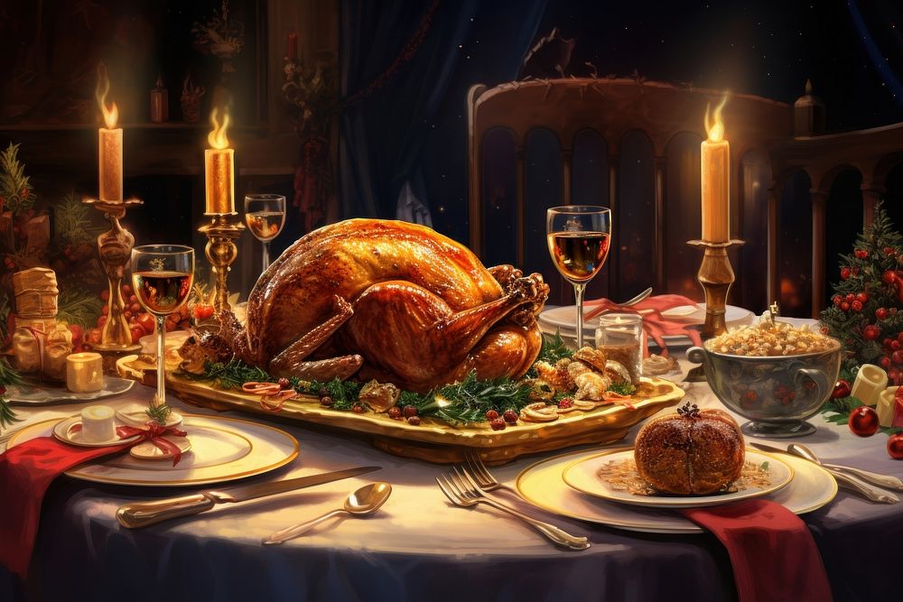 Christmas dinner candle plate glass. | Free Photo Illustration - rawpixel