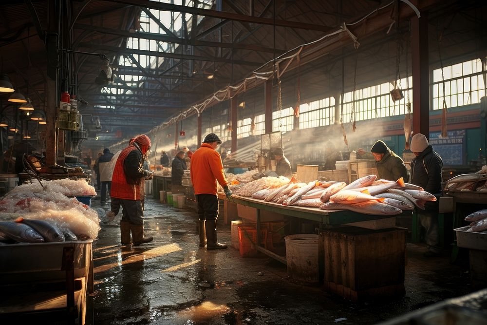 Fish market architecture building factory. | Premium Photo - rawpixel