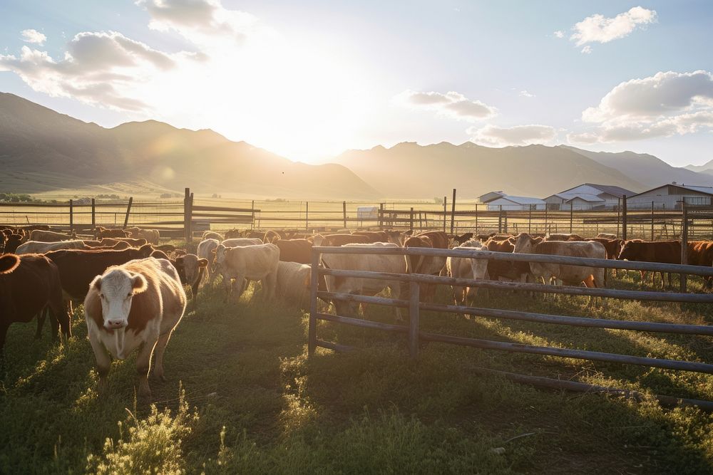 Cattle standing grassland livestock outdoors. | Free Photo - rawpixel