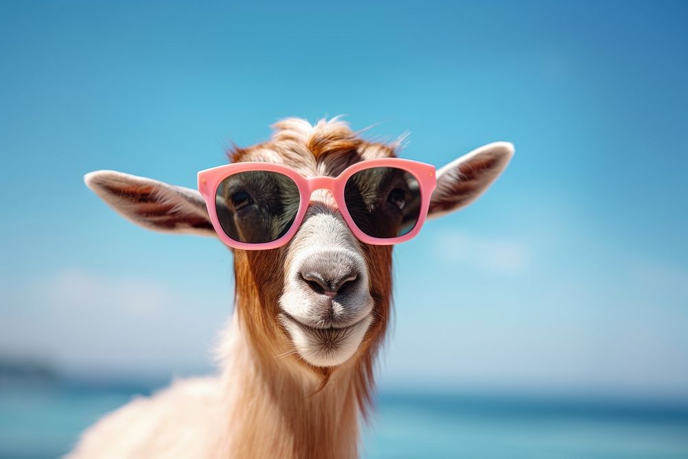 Goat wearing summer sunglasses livestock | Premium Photo - rawpixel