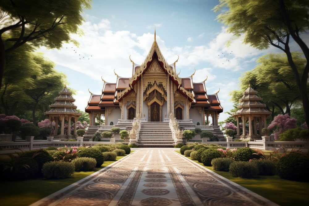 Thai temple architecture building outdoors. | Free Photo - rawpixel