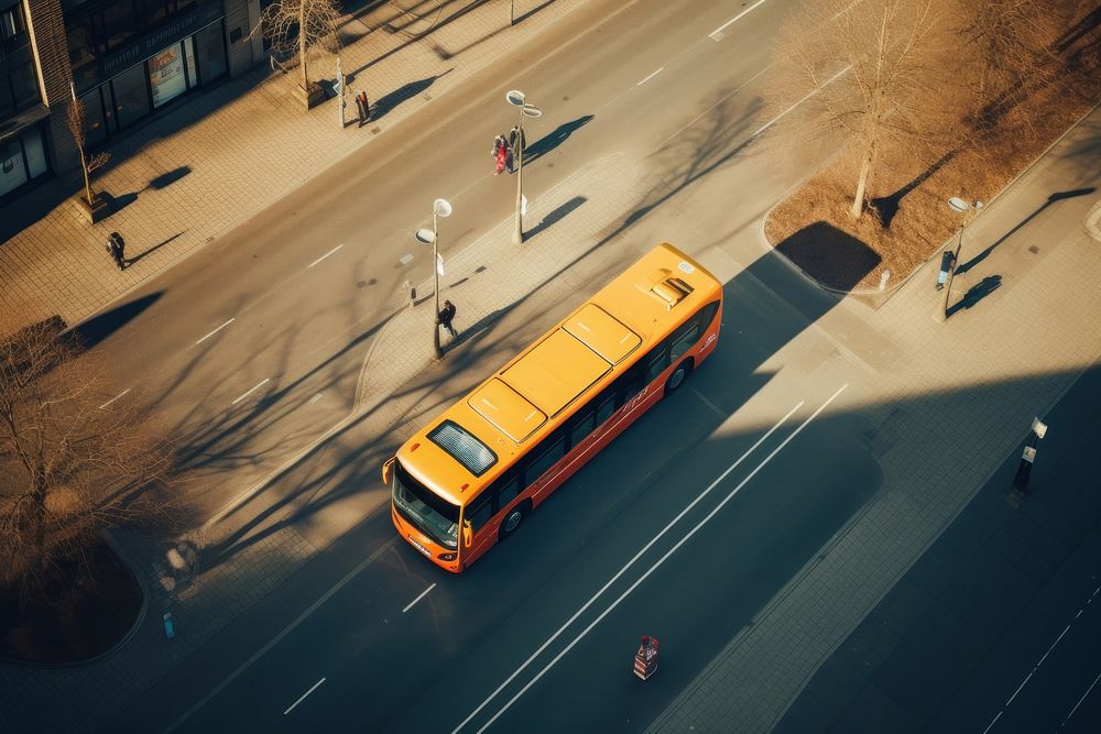 Aerial view large bus outdoors | Free Photo - rawpixel