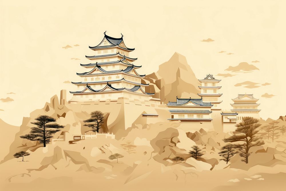Himeji castle drawing sketch spirituality. | Premium Photo Illustration ...