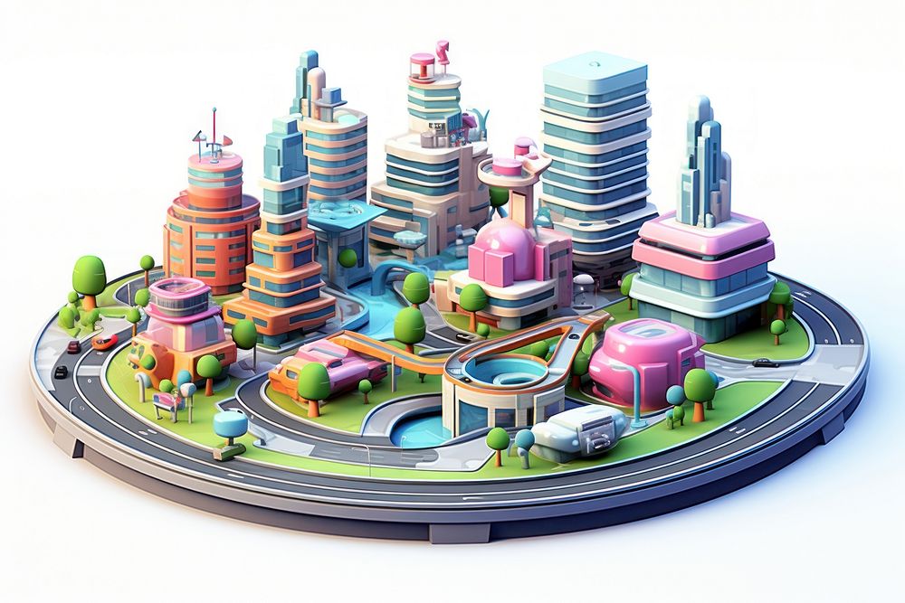 Smart city cartoon architecture photography. | Premium Photo ...