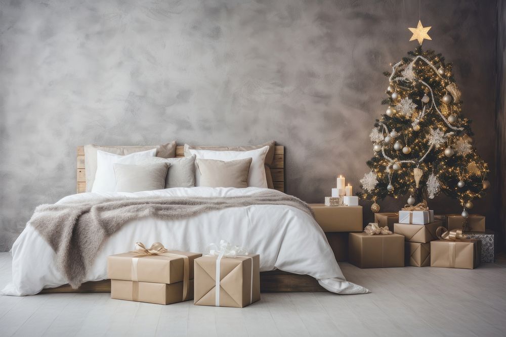 Christmas gift bed furniture anticipation. | Premium Photo - rawpixel