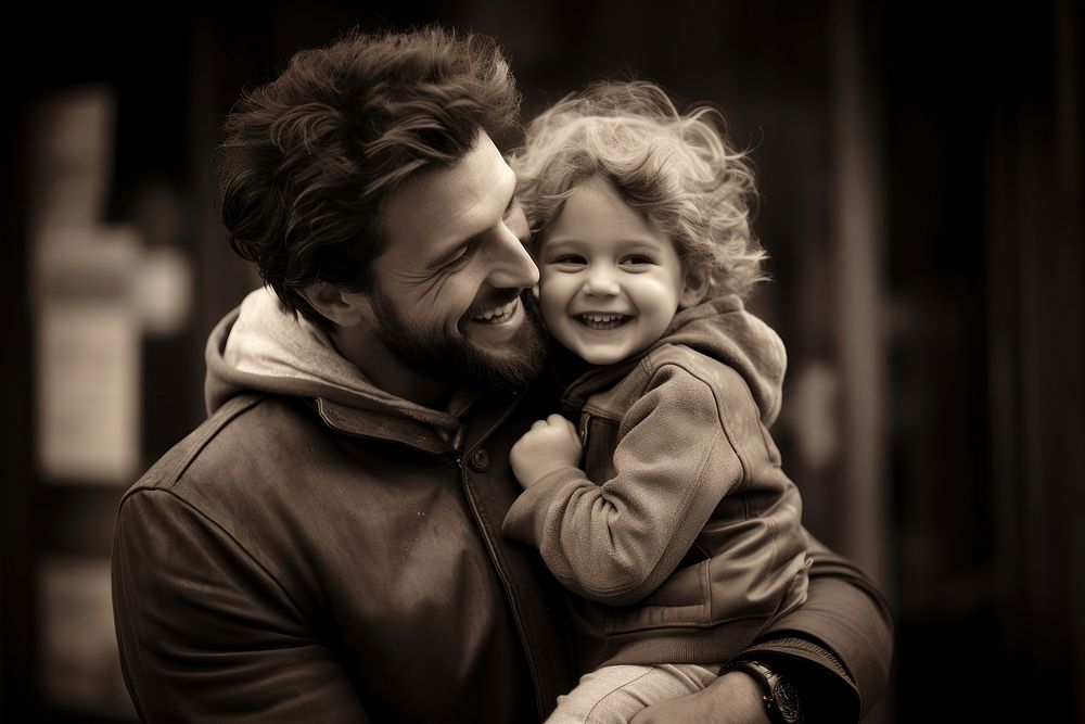 Happy family portrait hugging father. | Premium Photo - rawpixel