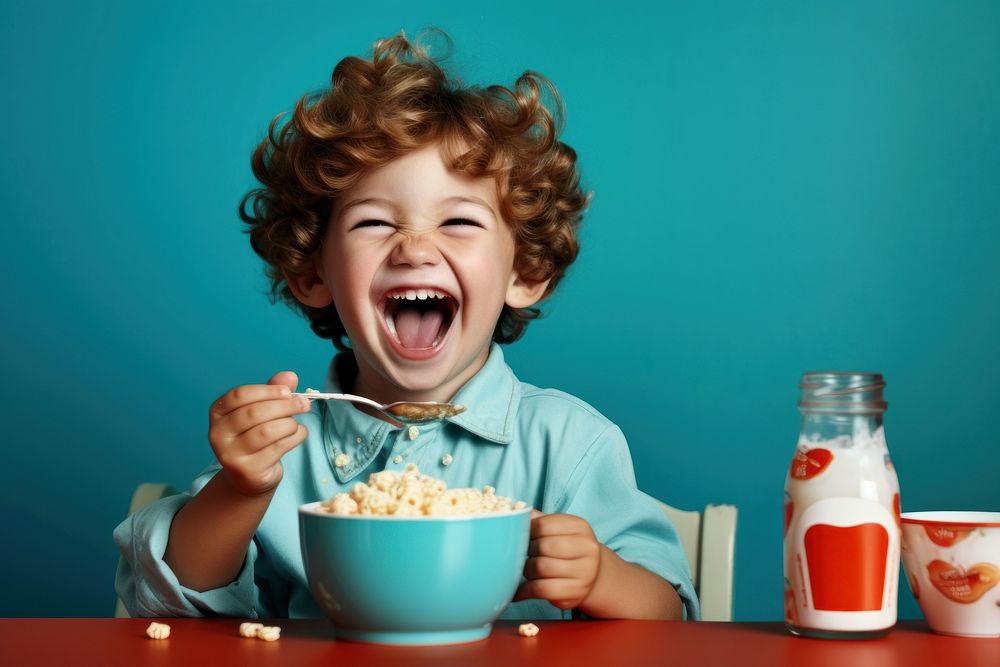 Laughing eating smile food. AI | Premium Photo - rawpixel