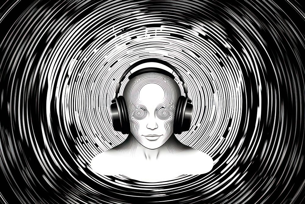 Headphones listening portrait black. | Free Photo Illustration - rawpixel
