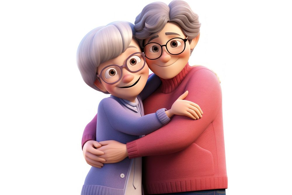 Hugging cartoon adult woman. | Free Photo Illustration - rawpixel