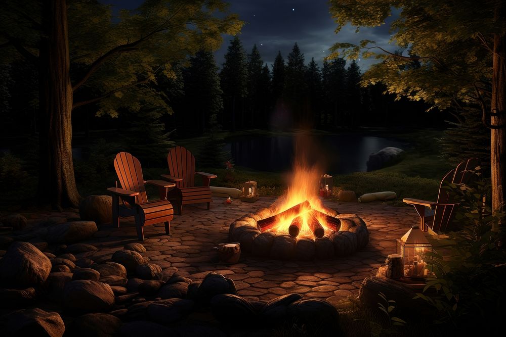 Backyard campfire fireplace outdoors bonfire. | Free Photo - rawpixel