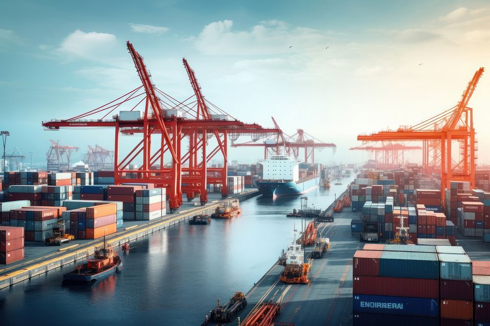 Shipping port vehicle transportation architecture. | Free Photo - rawpixel