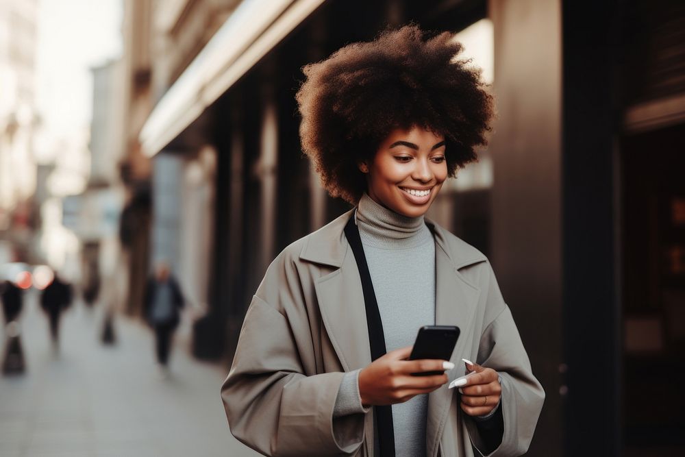 Woman holding phone adult city | Free Photo - rawpixel
