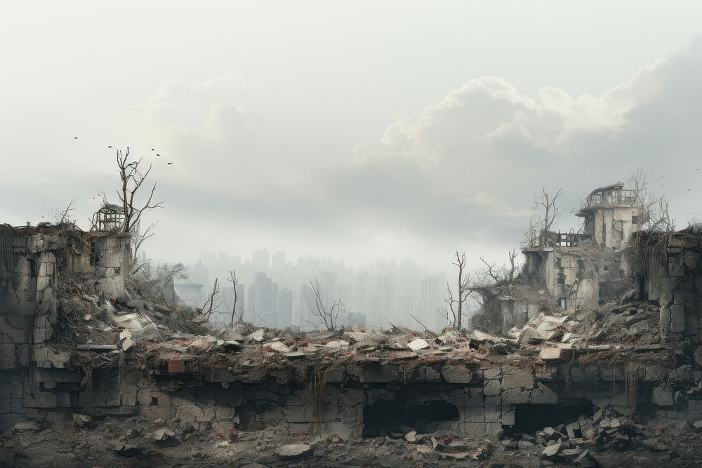 Cityscape ruined ruins deterioration. AI | Free Photo - rawpixel