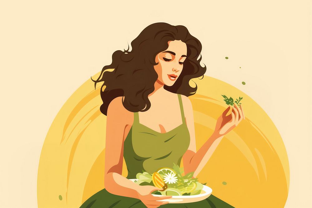 Eating adult women food. AI | Free Photo Illustration - rawpixel