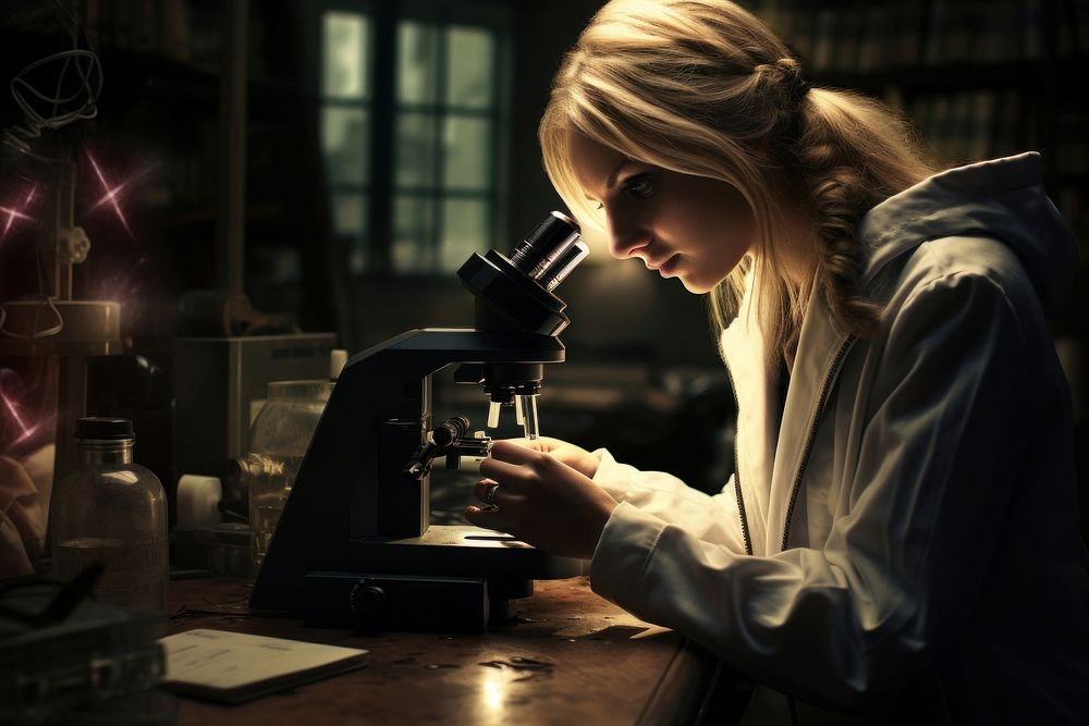 Scientist microscope female adult. AI | Free Photo - rawpixel