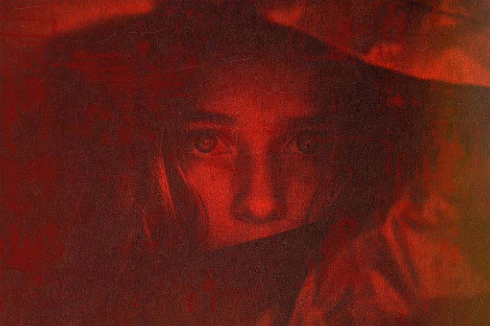 Scared woman in red design | Premium Photo - rawpixel