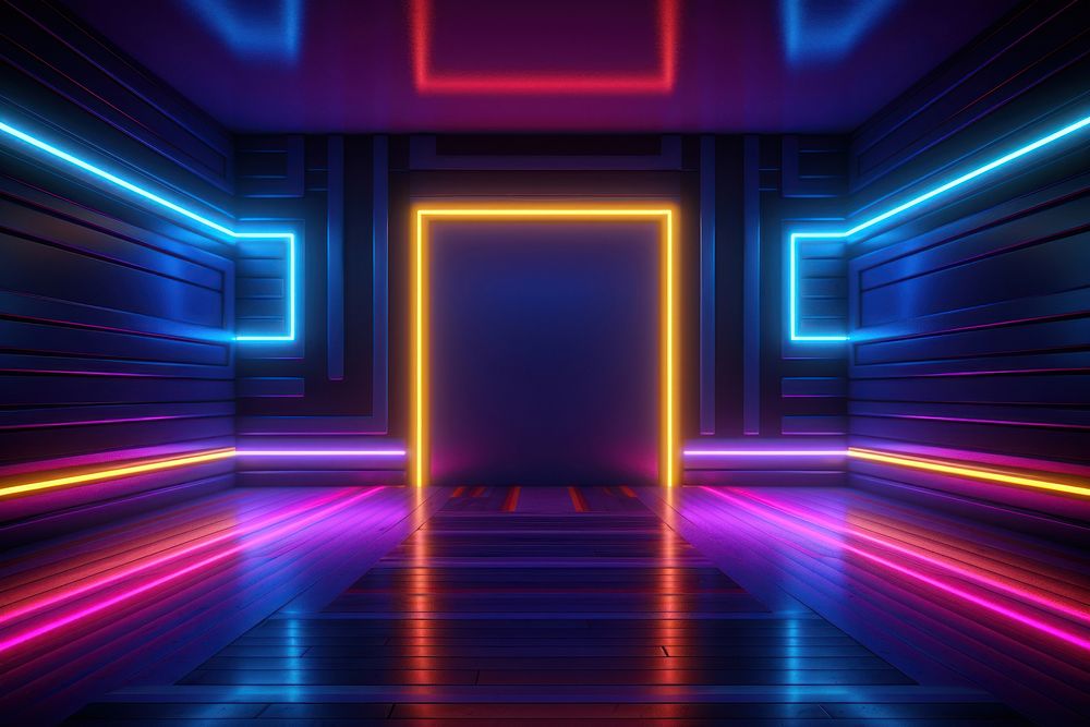 Neon room purple light architecture. | Free Photo Illustration - rawpixel