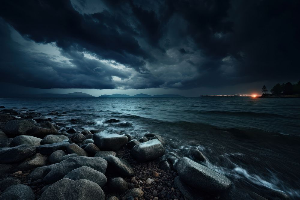raining sea tranquility landscape. | Premium Photo - rawpixel