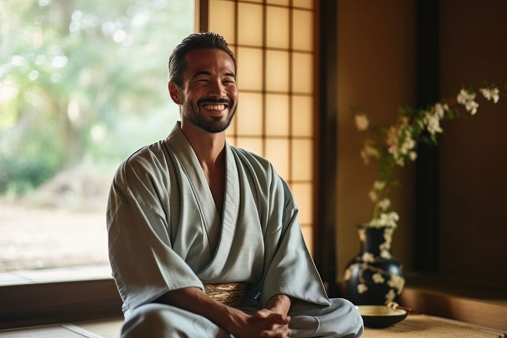 Japanese adult sitting men. AI | Free Photo - rawpixel