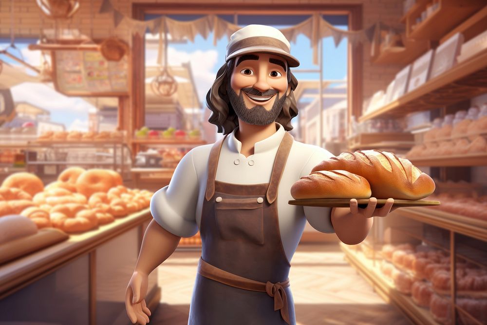 3D baker holding pastry plate | Free Photo Illustration - rawpixel