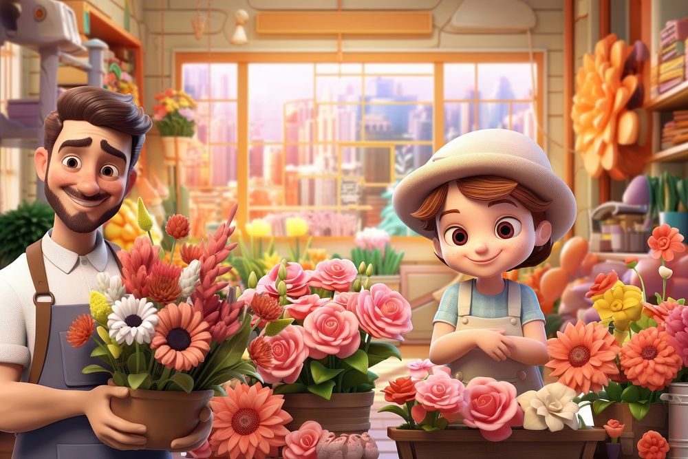 3D Flower shop, small business | Free Photo Illustration - rawpixel