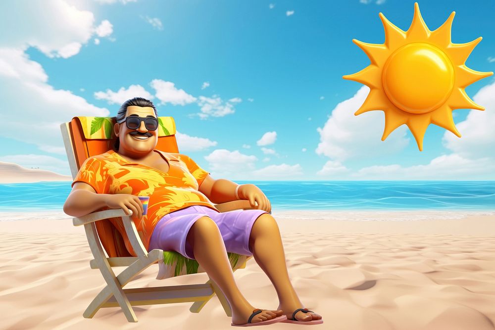 3D man relaxing beach remix | Free Photo Illustration - rawpixel