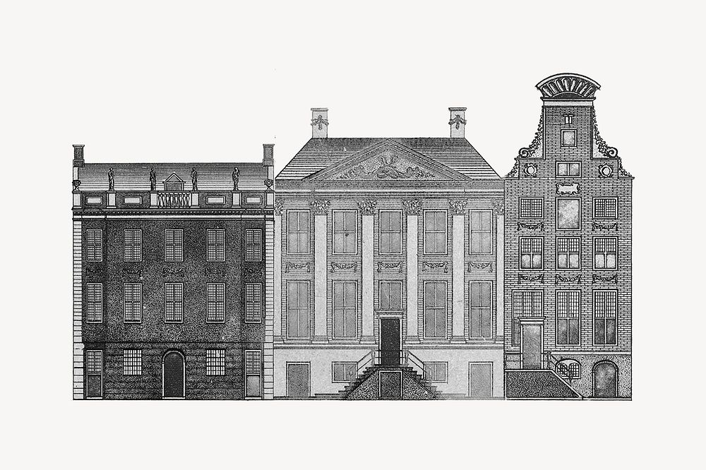 Vintage buildings collage element psd | Premium PSD - rawpixel