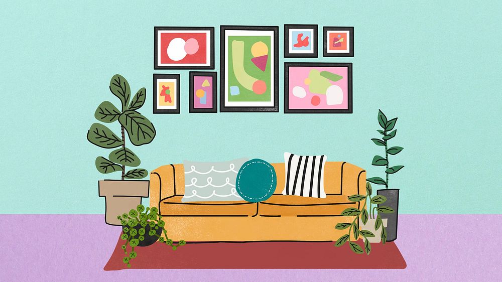 Colorful living room desktop wallpaper, | Premium Photo - rawpixel